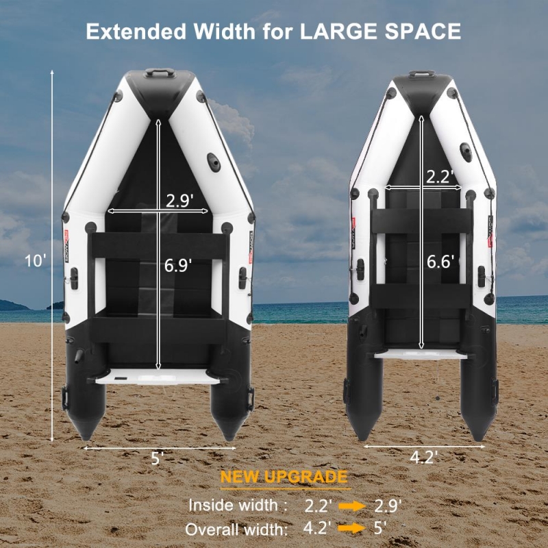 PEXMOR 10ft Portable Inflatable Fishing Boat, Max Load 880 lbs, Black ...